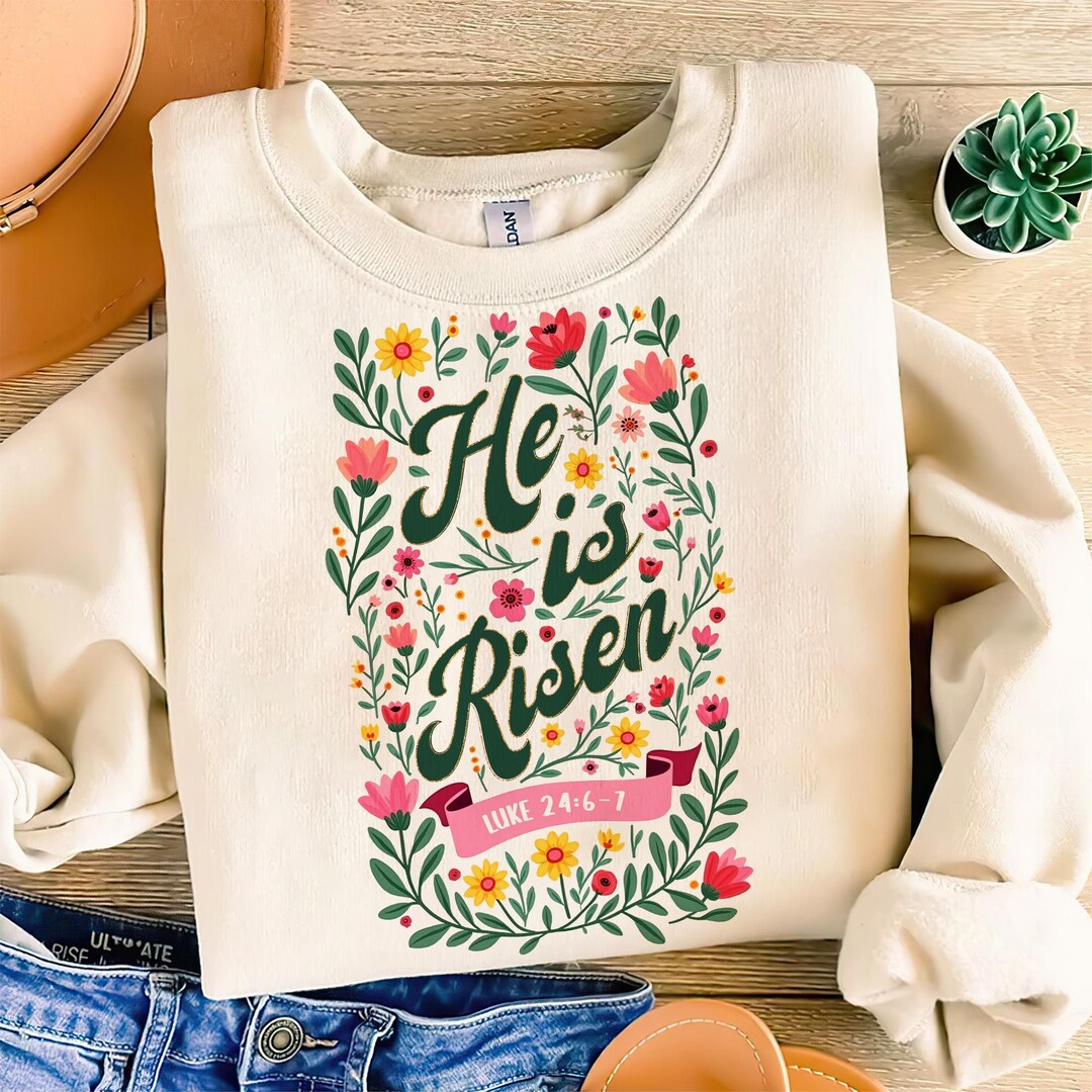 Boho He is Risen PNG, Boho Easter Png, Floral Christian Shirt Design ...