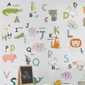 Colorful Alphabet Animals Wallpaper Educational Peel and Stick Wall ...