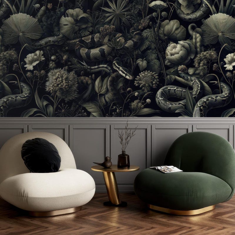 Dark Botanical Wallpaper - Etsy