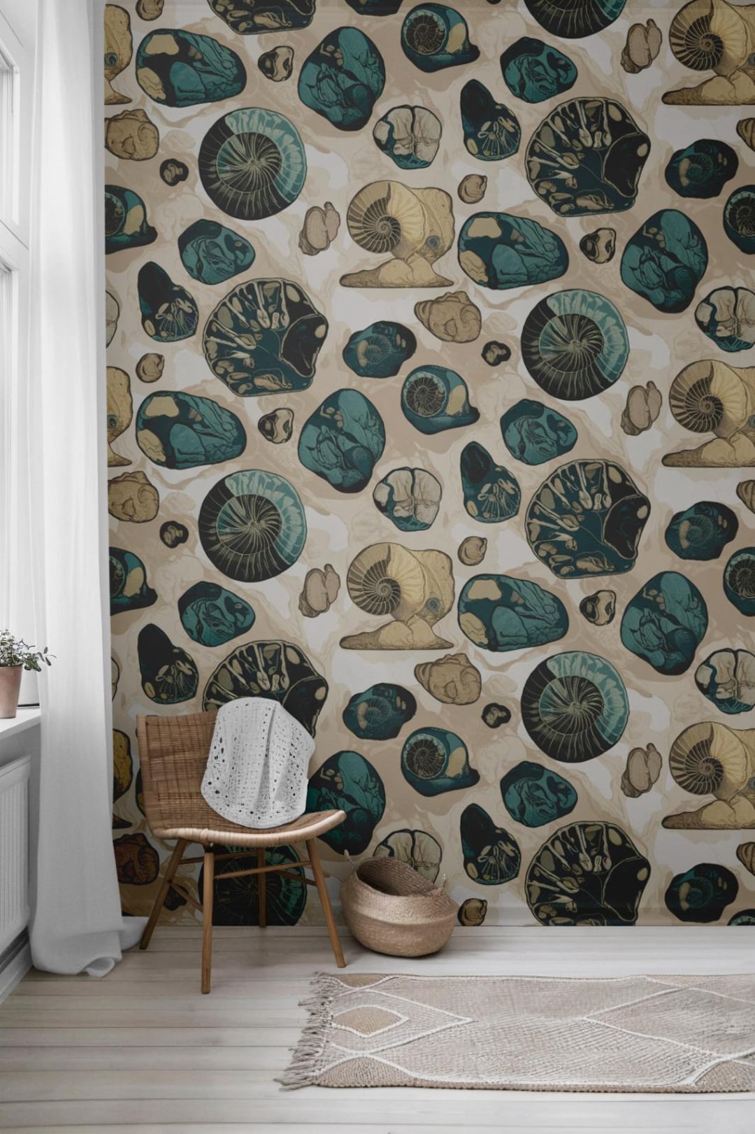 Vintage Fossil Wallpaper, Fossil Wall Mural, Natural History-inspired ...