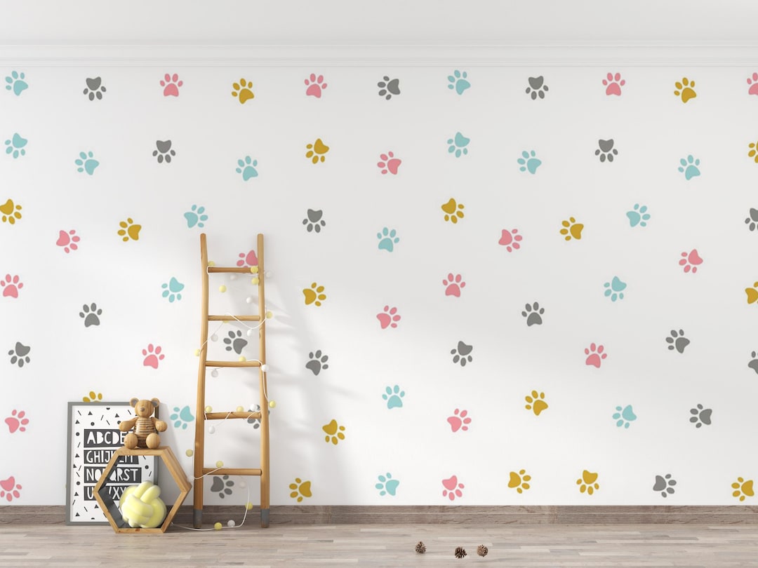 Colorful Paw Print Wall Decals for Nursery and Kids Room Decor ...