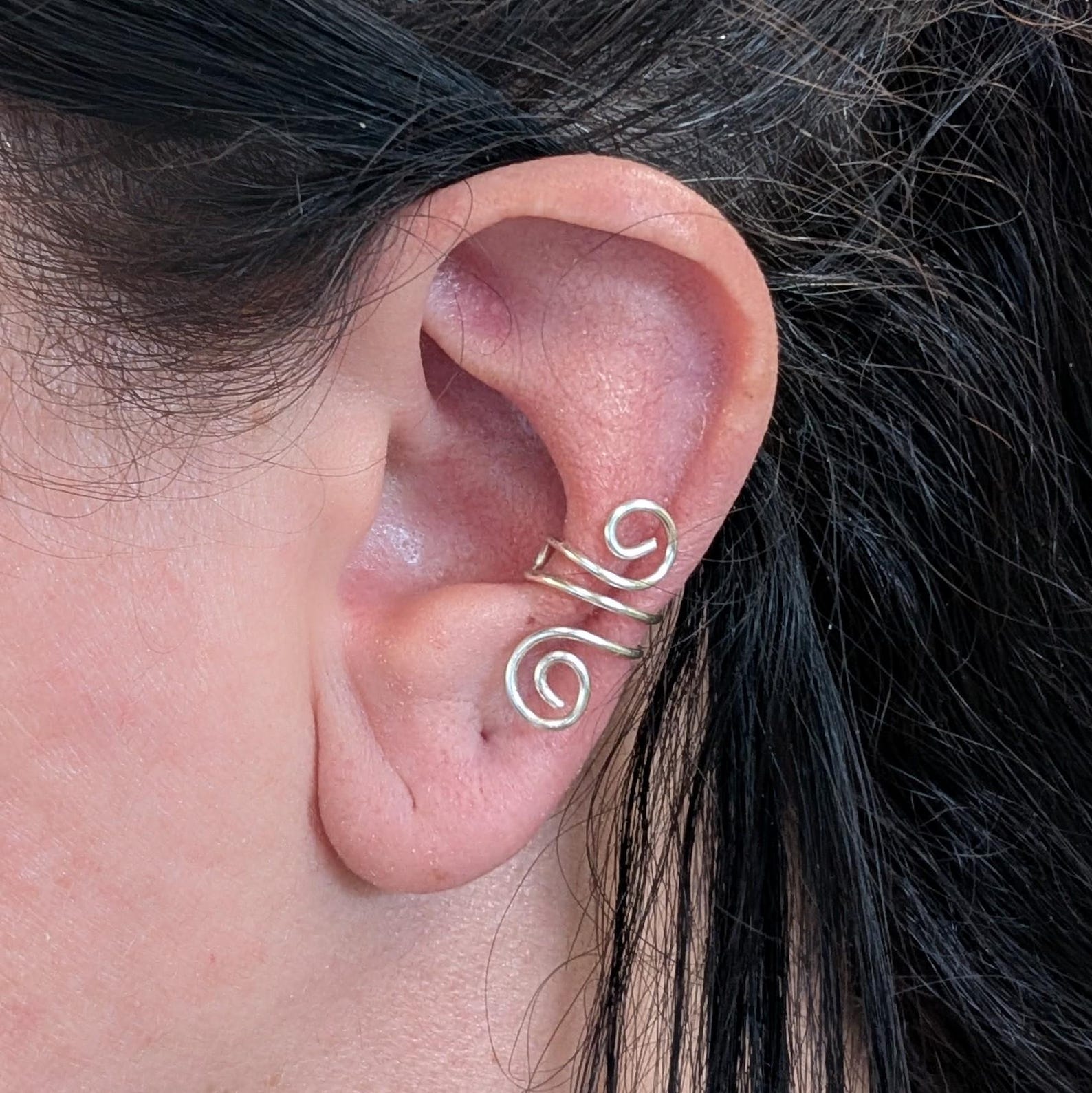 Double Swirl Ear Cuff, 18 Gauge Silver Plated Wire, Handmade ...