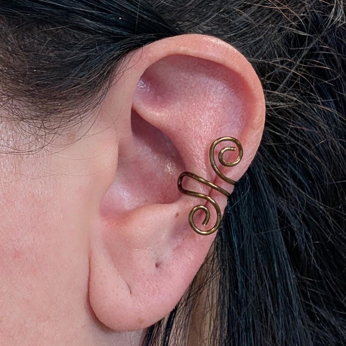 Double Swirl Ear Cuff, 18 Gauge Vintage Bronze Finished Copper Wire ...
