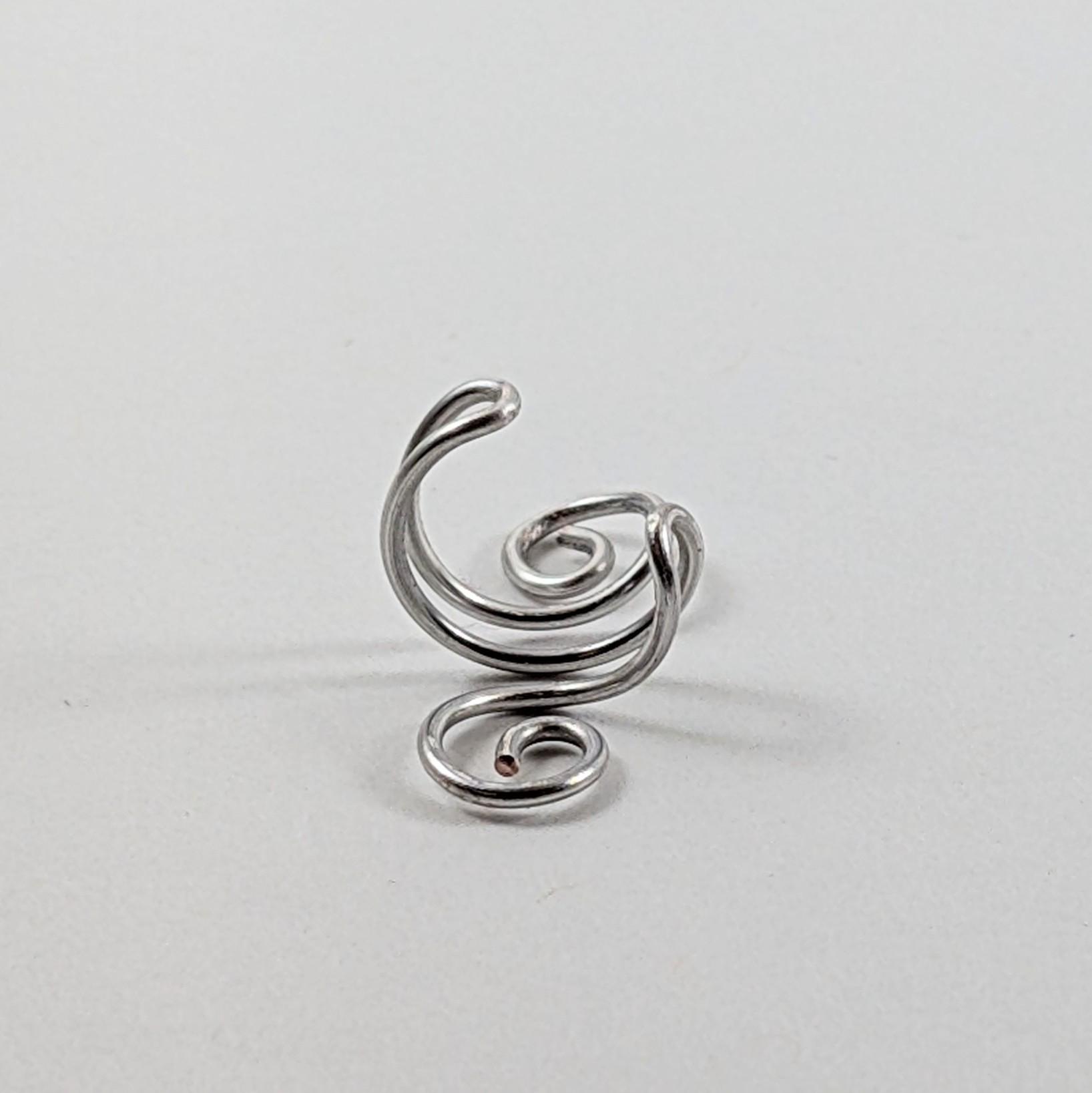 Double Swirl Ear Cuff, 18 Gauge Titanium Finished Silver Plated Wire ...