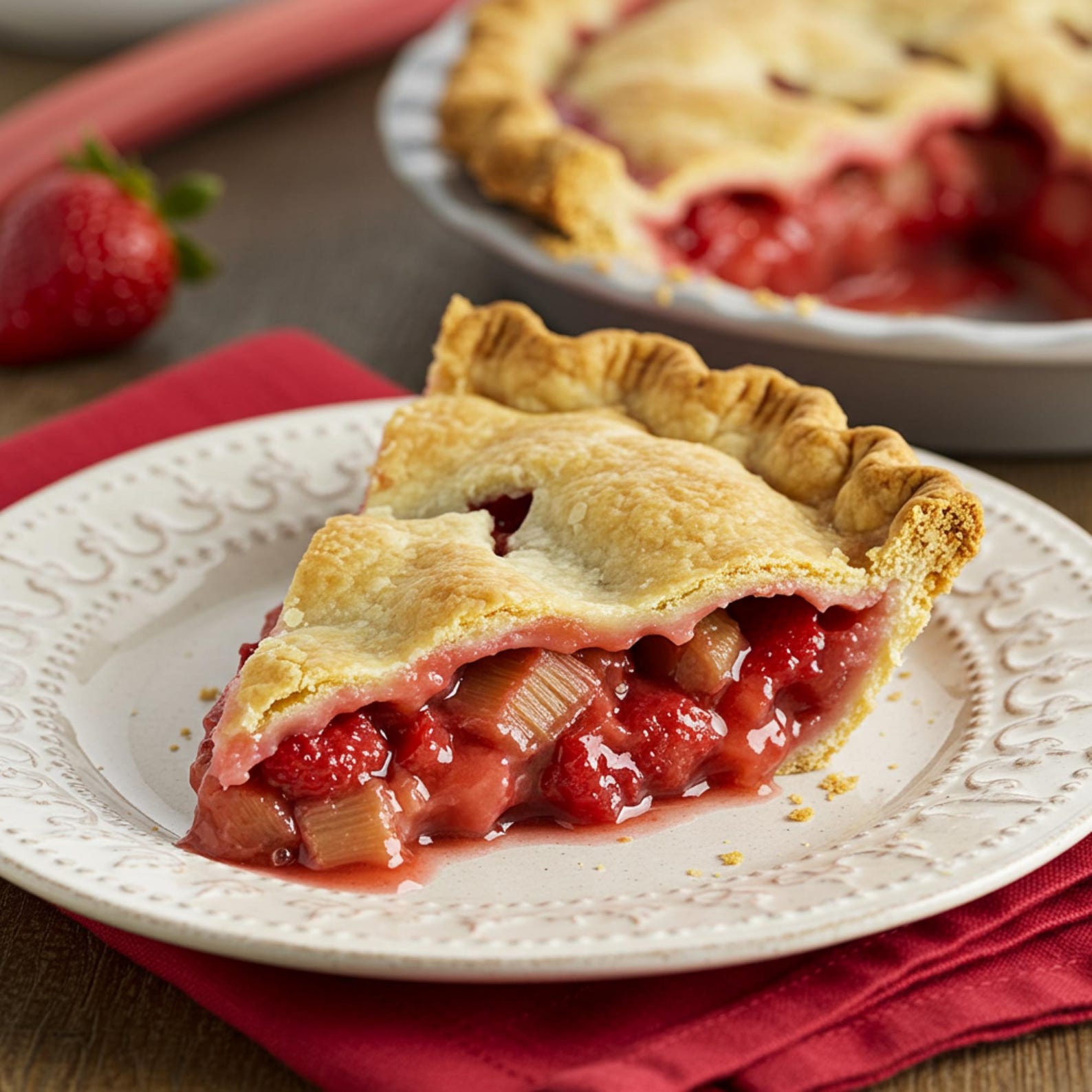 Strawberry Rhubarb Pie Classic, Rhubarb Dessert Candle, Strawberry Pie ...