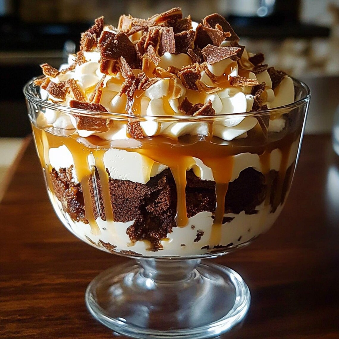 Caramel Cheesecake Brownie Trifle Delight Recipe, Simple Recipe, Family ...