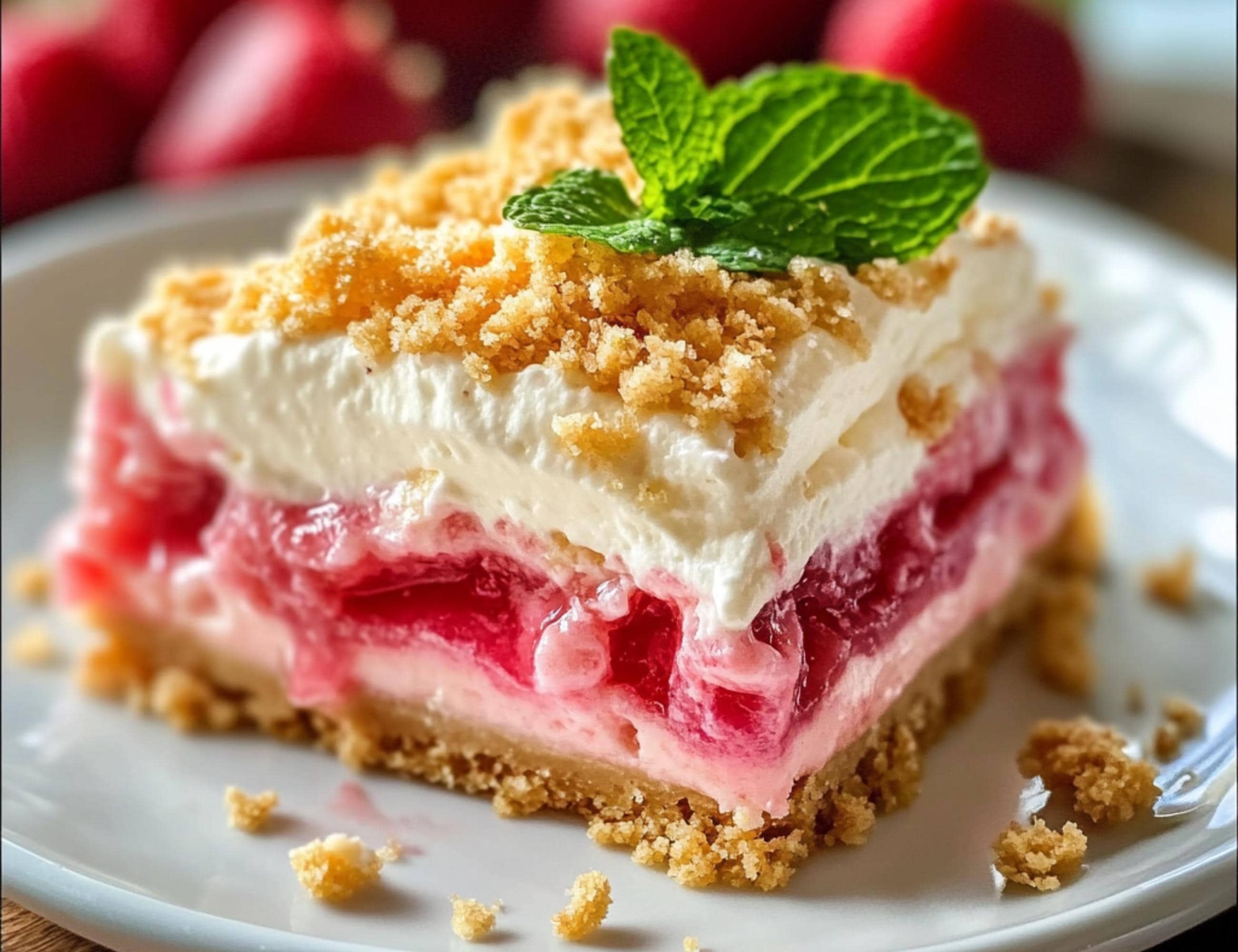 Layered Rhubarb Pudding Dessert With Creamy Vanilla, Rhubarb Pudding ...