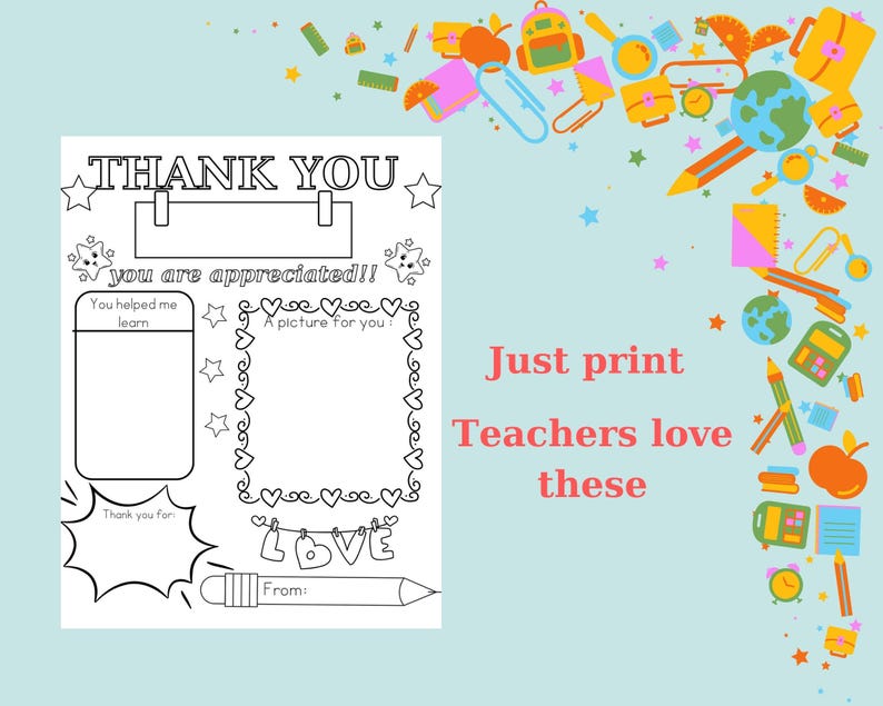 Teacher Appreciation Week Printable Teacher Appreciation Gift Thank You ...