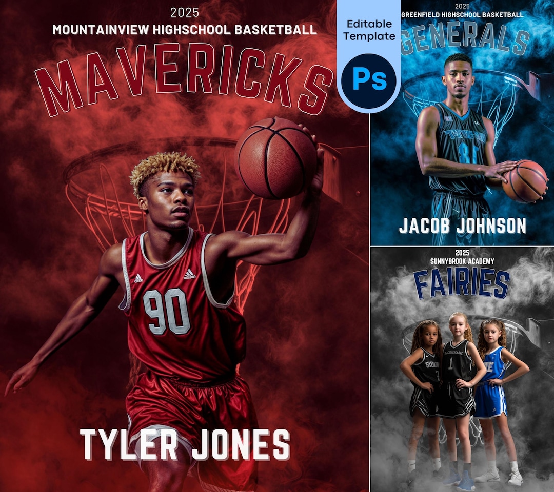 Bundle Photoshop Custom Basketball Templates Backdrop | Photoshop ...