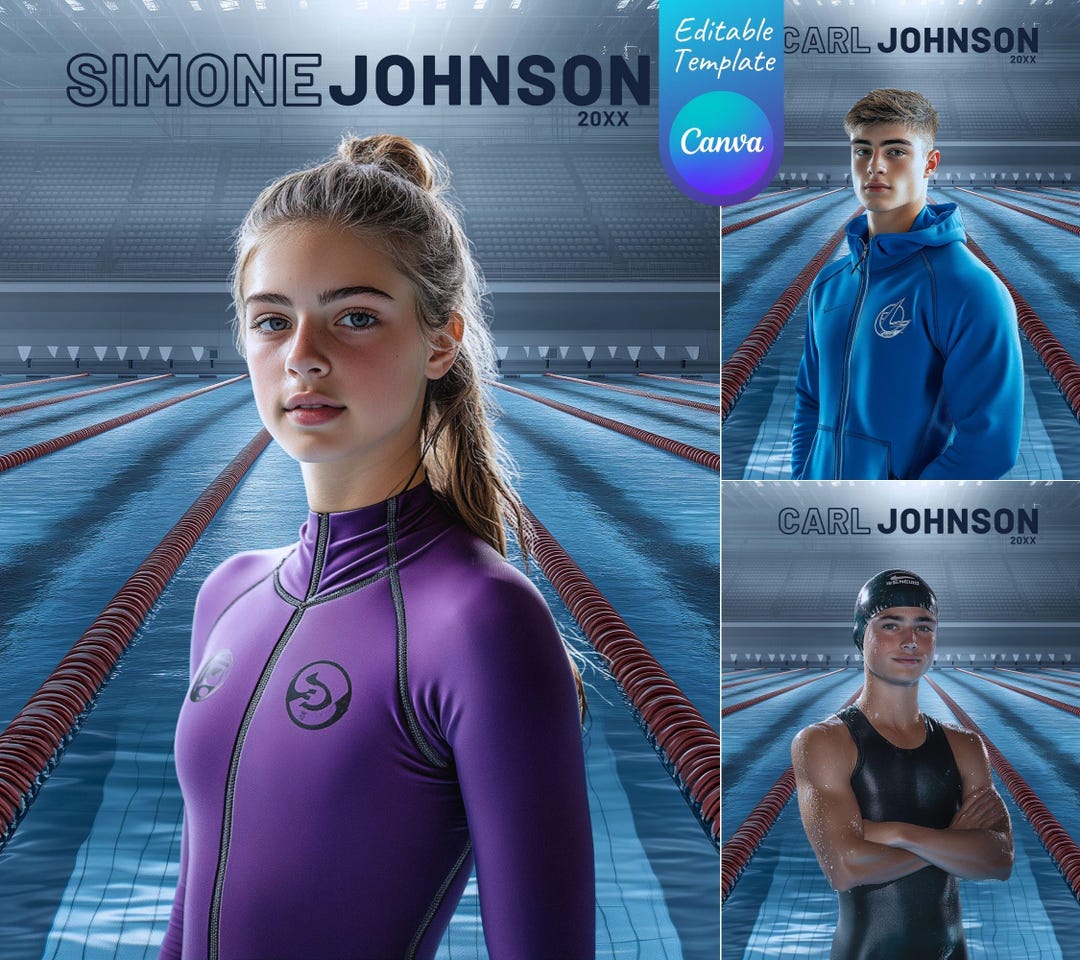 Swimming Canva Template | Swimmer Pool Background for Senior Poster ...