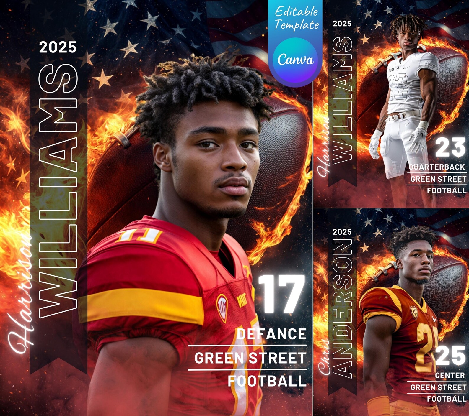 Custom Canva Football Templates Backdrops | Canva Football Backgrounds ...