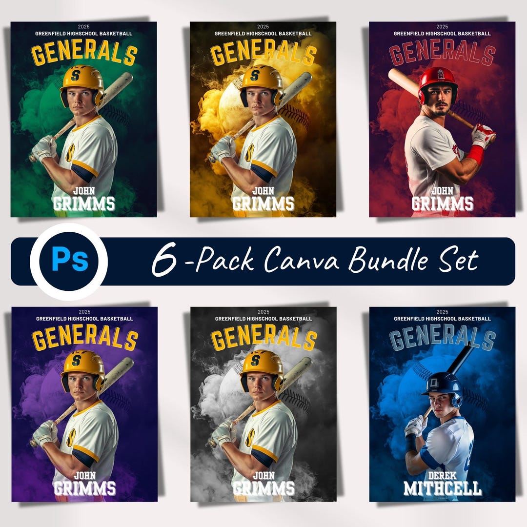 Bundle Baseball Poster Custom Photoshop Sports Templates | Baseball ...