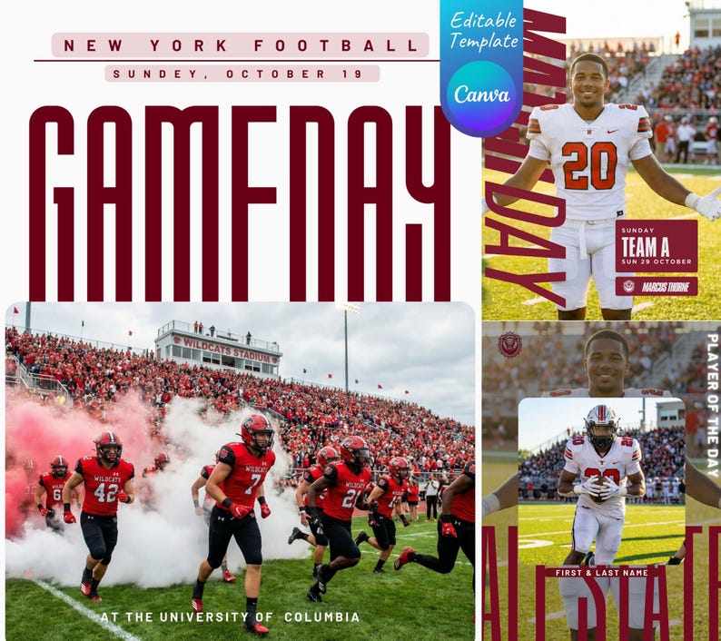 Sports Gameday Canva Templates, Professional Social Media Sports ...