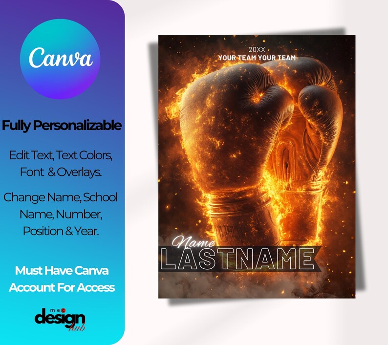 Custom Boxing Canva Templates Backdrops | Senior Sports Posters, Boxer ...