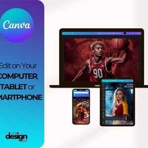 20 Bundle Canva Custom Sports Templates Bundle | Canva Photo Basketball ...