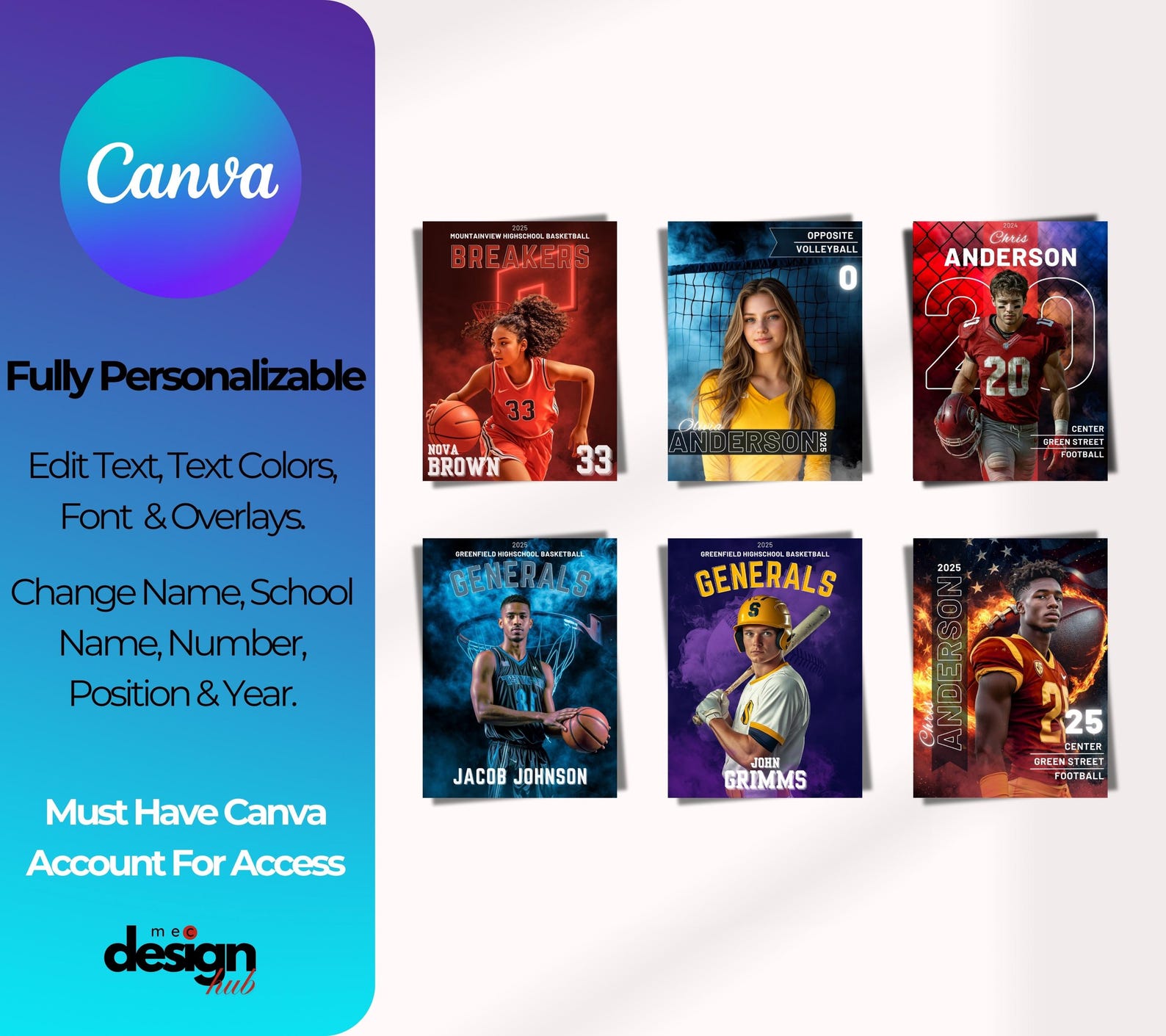 20 Bundle Canva Custom Sports Templates Bundle | Canva Photo Basketball ...