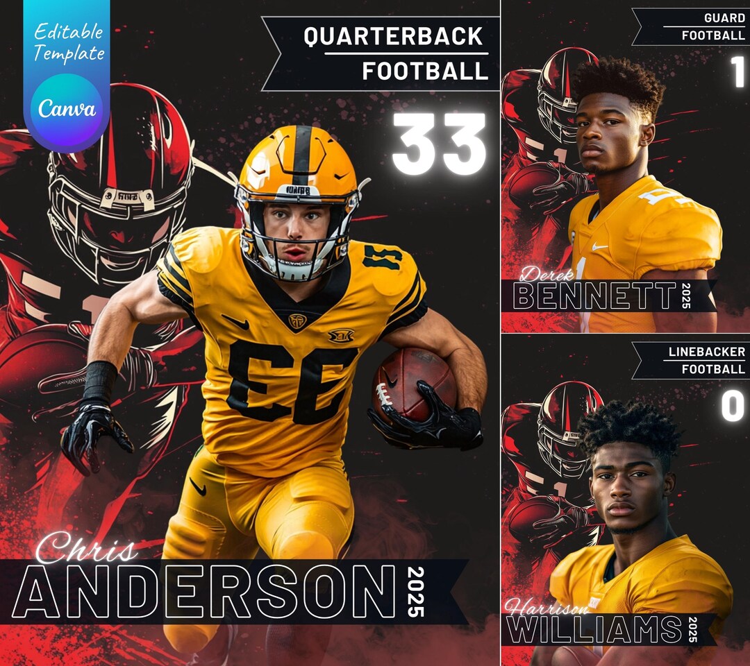 Custom Canva Football Backdrop Senior Sports Templates, Digital ...