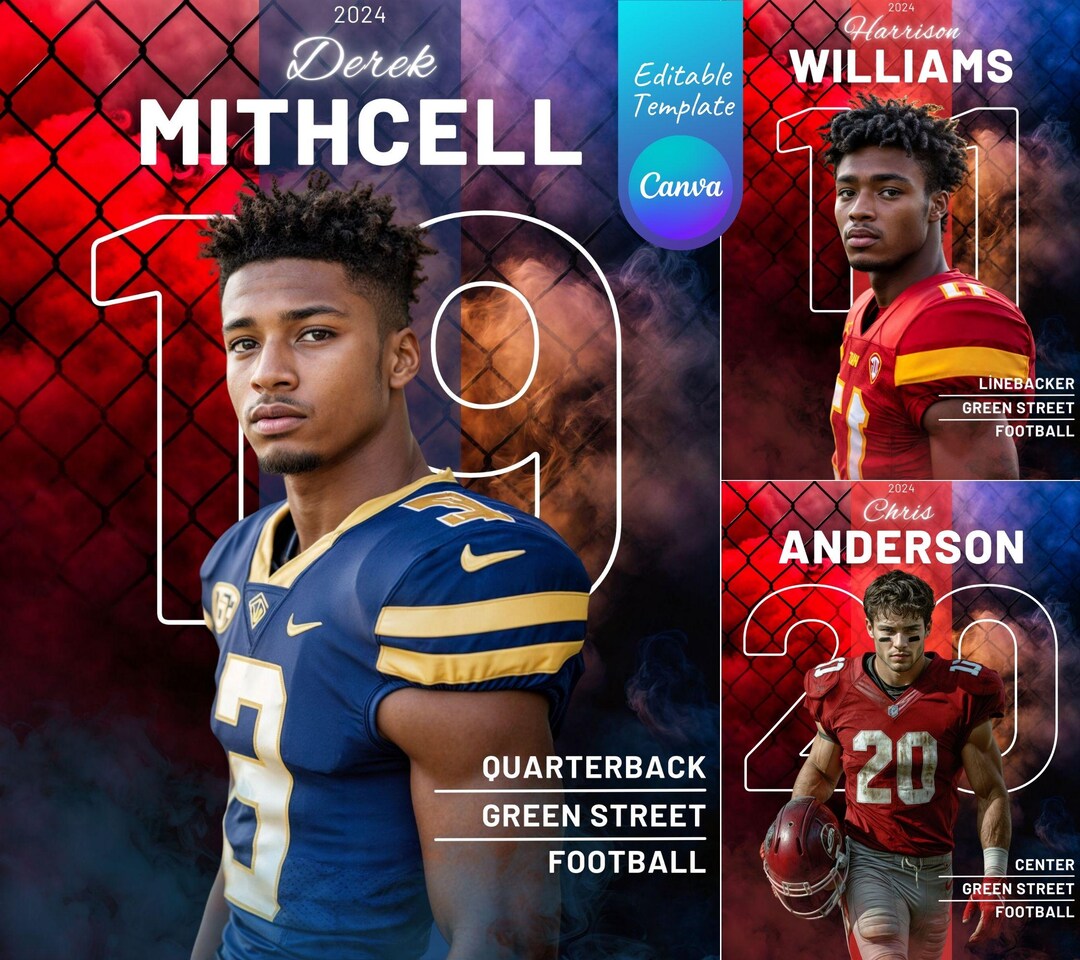 Custom Canva Football Backgrounds & Templates | Football Backdrops for ...