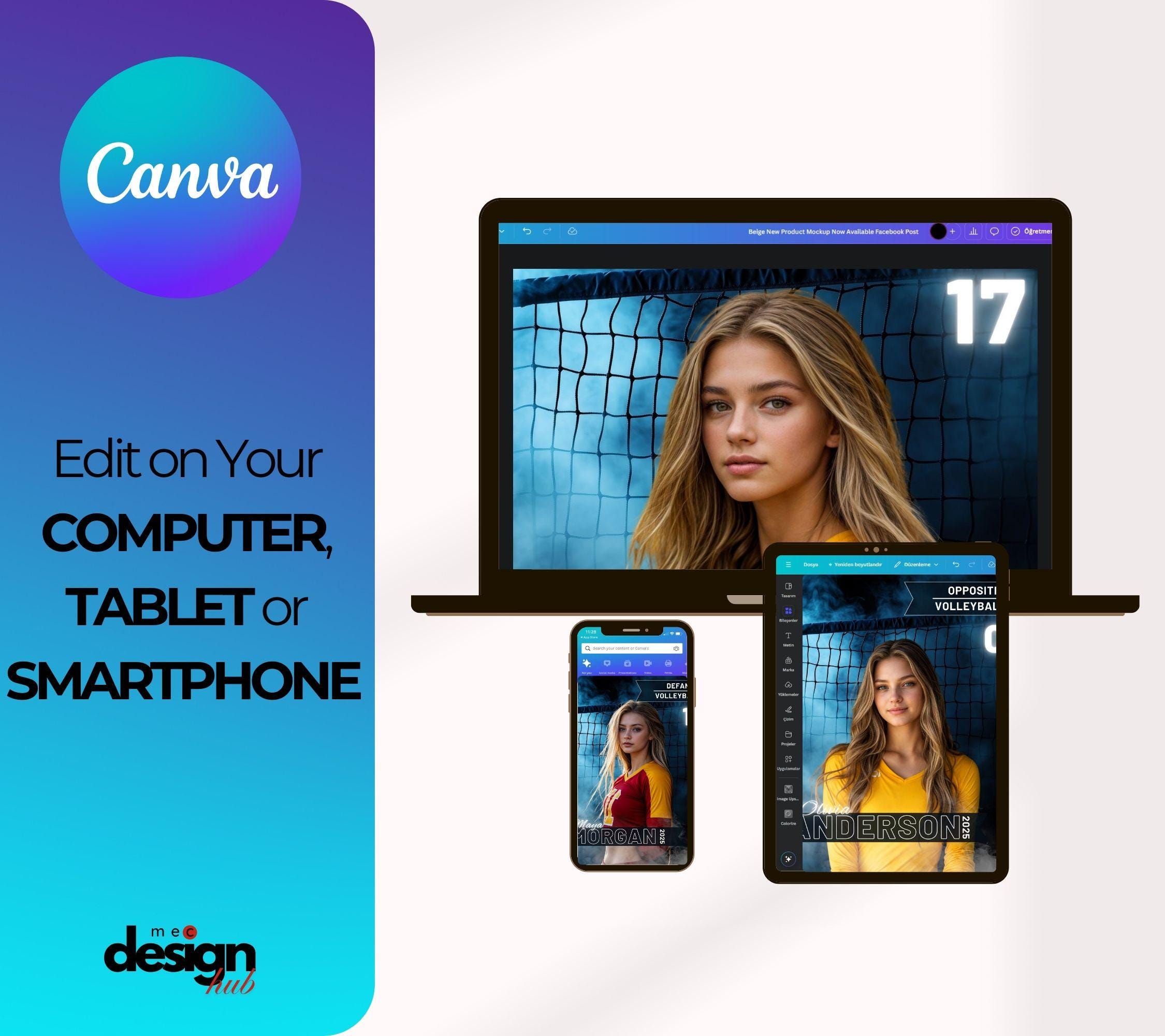 Custom Canva Volleyball Backgrounds & Templates, Volleyball Backdrops ...