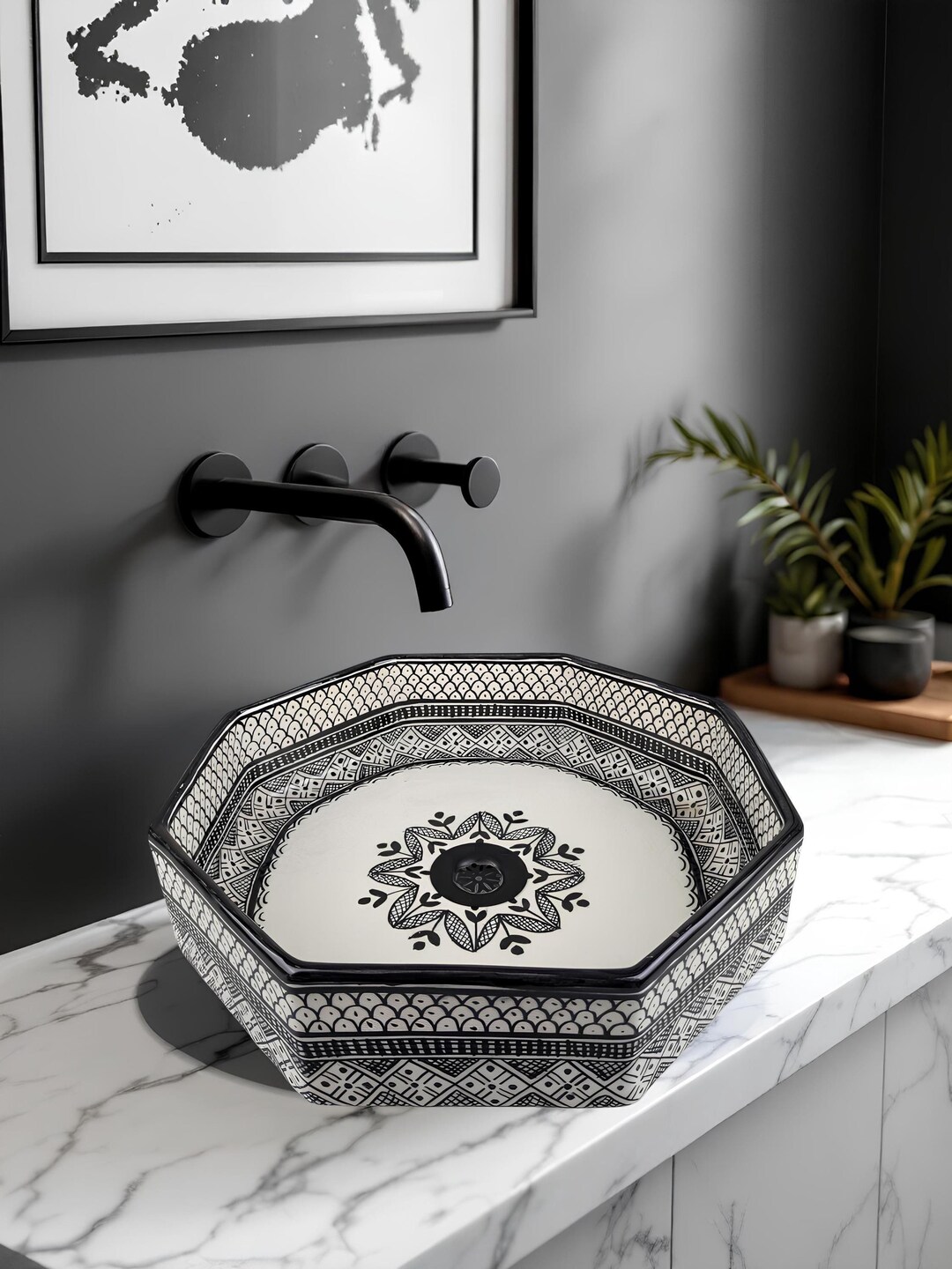 Modern Ceramic Sink: Pink Ceramic Sink, Hand Painted Sink, Handmade ...