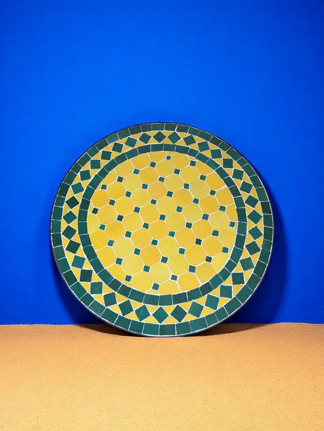 Majorelle Sun Moroccan Mosaic Table – Handmade Round Zellige Bistro ...