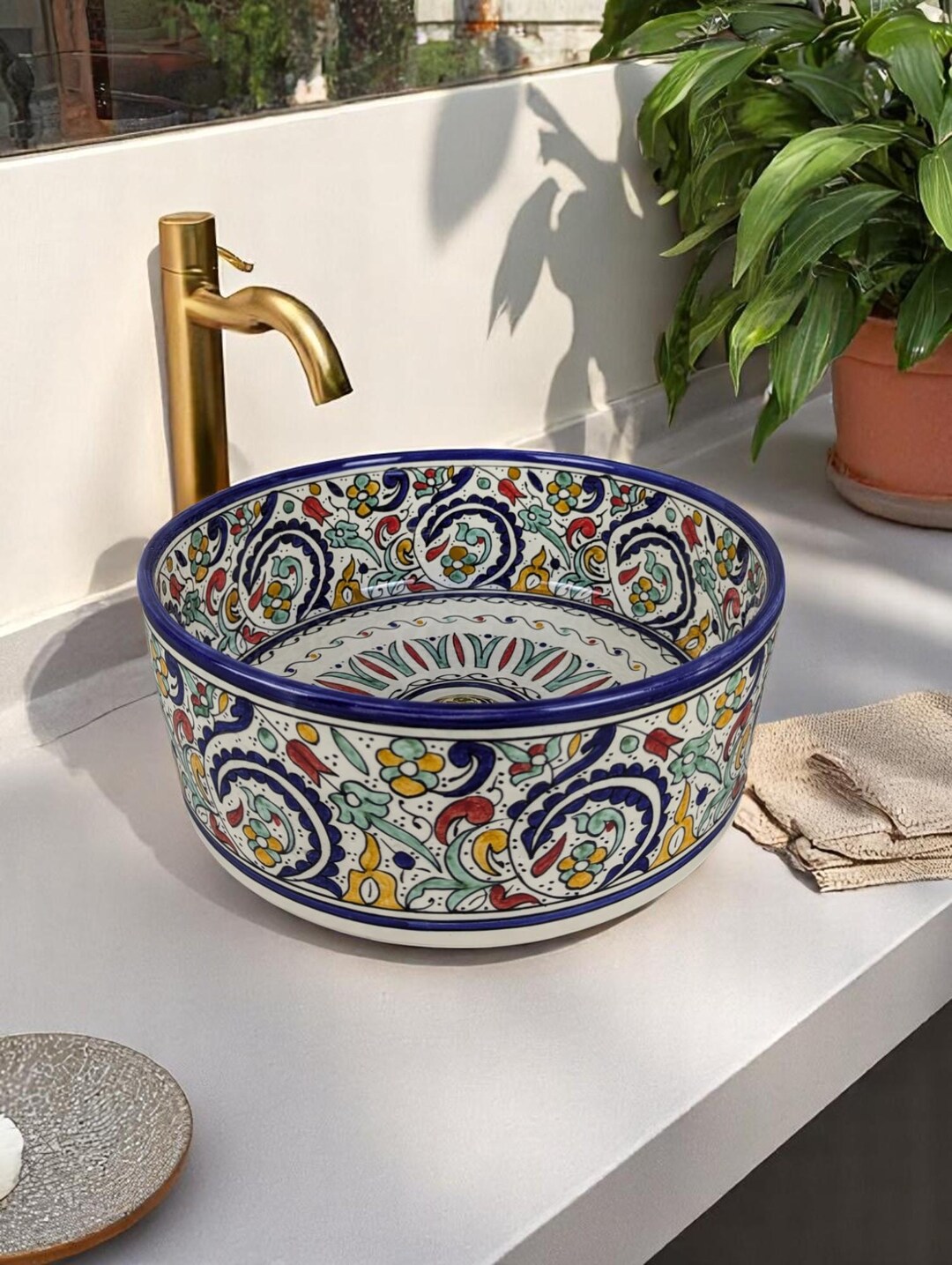 Modern Ceramic Sink: Pink Ceramic Sink, Hand Painted Sink, Handmade ...