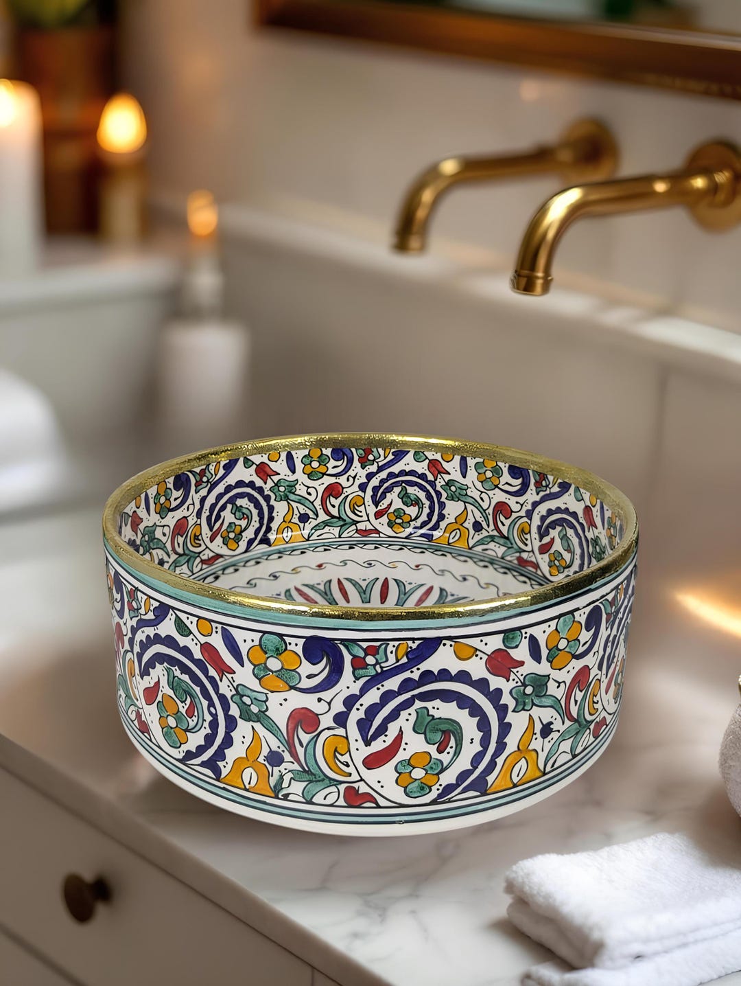 Modern Ceramic Sink: Vessel Sink, Hand Painted Sink, Handmade Sink ...