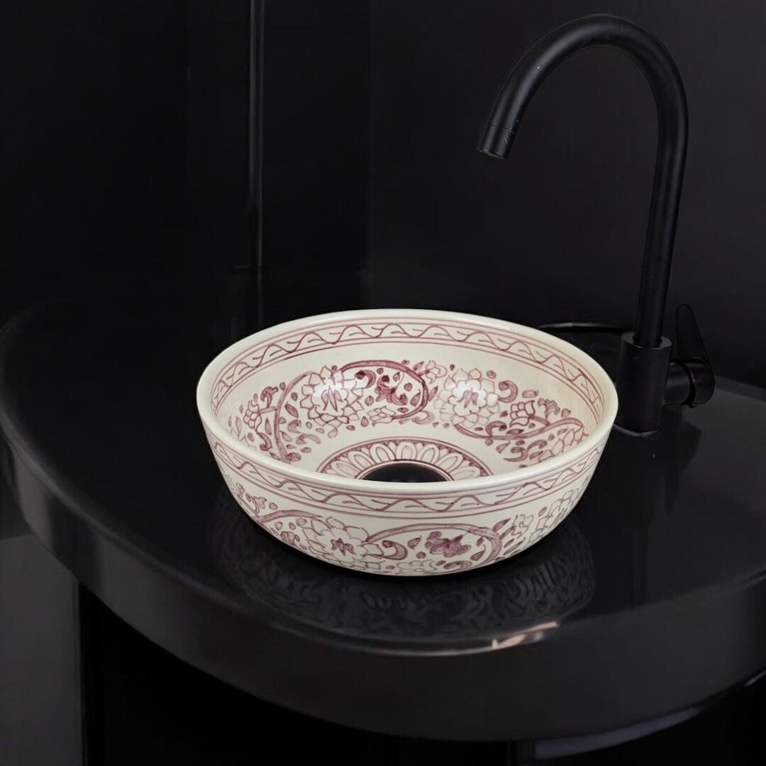 Modern Ceramic Sink: Brown Ceramic Sink, Hand Painted Sink, Handmade ...