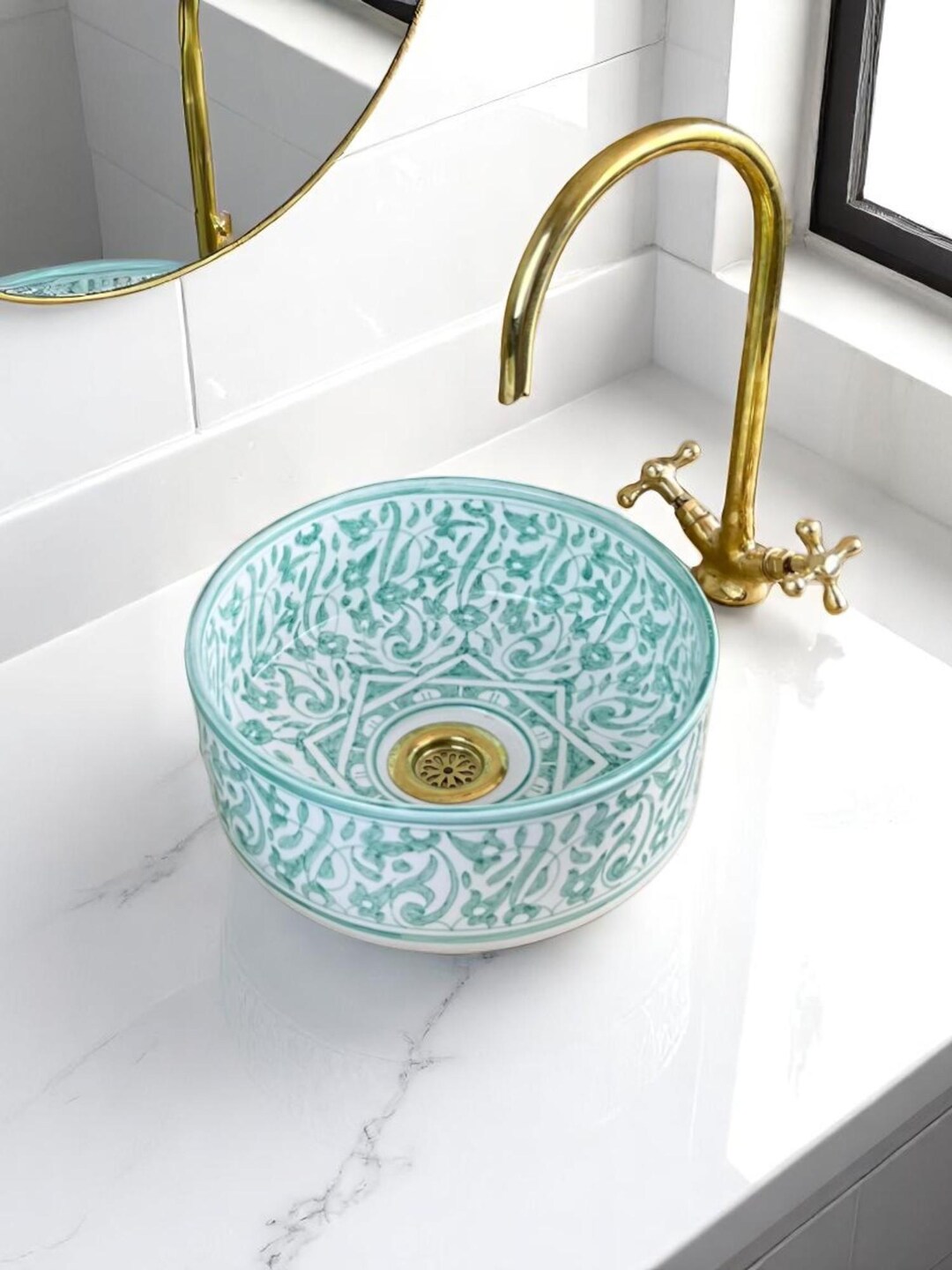 Modern Ceramic Sink: Blue Ceramic Sink, Hand Painted Sink, Handmade ...