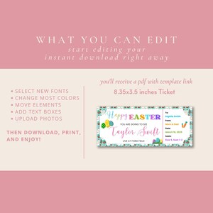Editable Easter Concert Ticket – Printable Show Ticket Gift – Instant ...