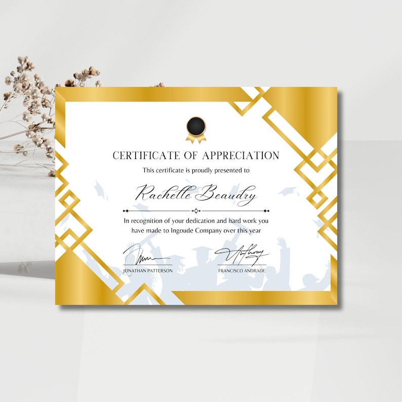 Editable Certificate of Completion Template: Elegant Gold Design ...