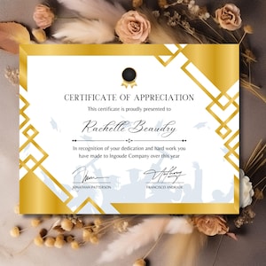 Editable Certificate of Completion Template: Elegant Gold Design ...