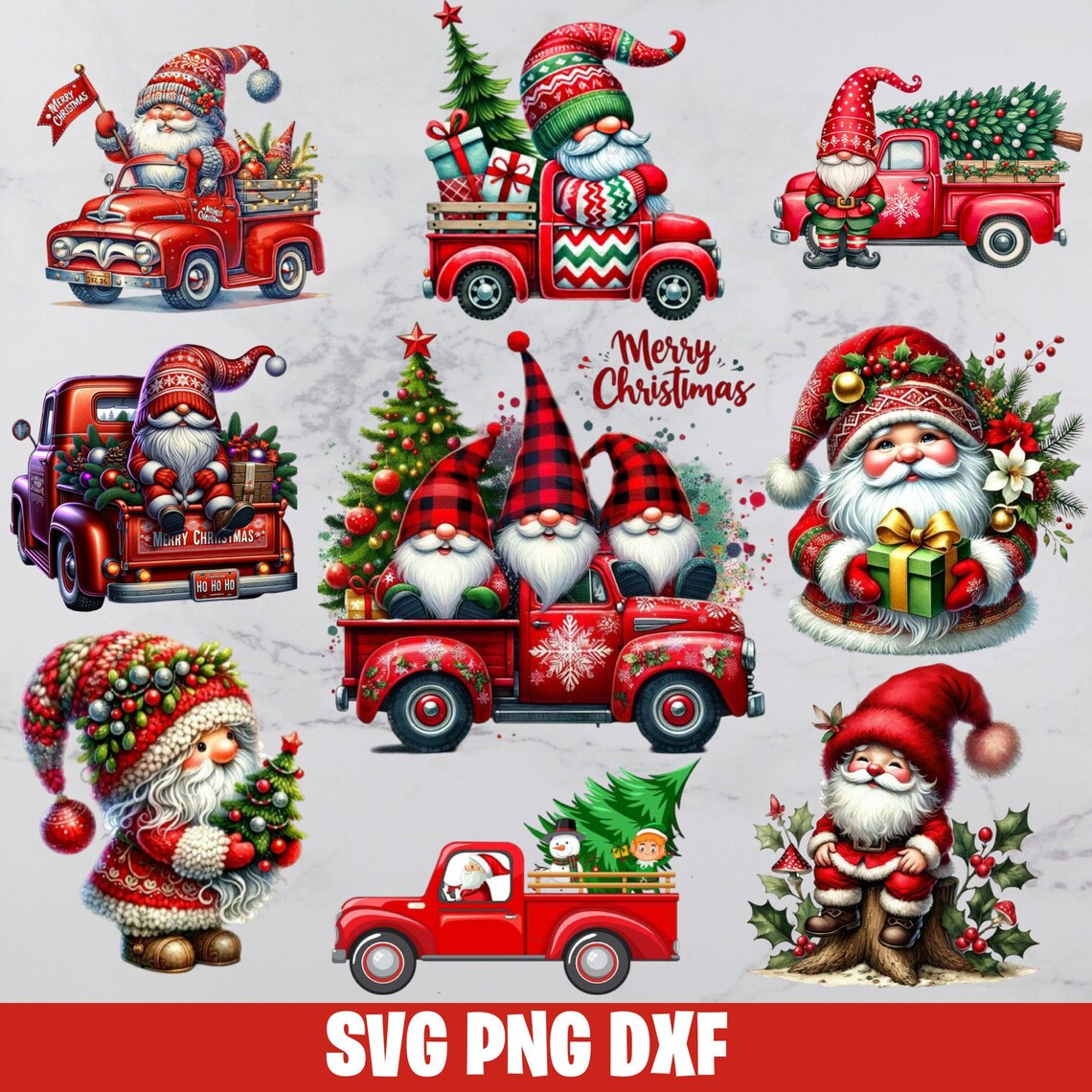Christmas Clipart SVG Bundle: Santa, Truck, Winter Designs (digital ...