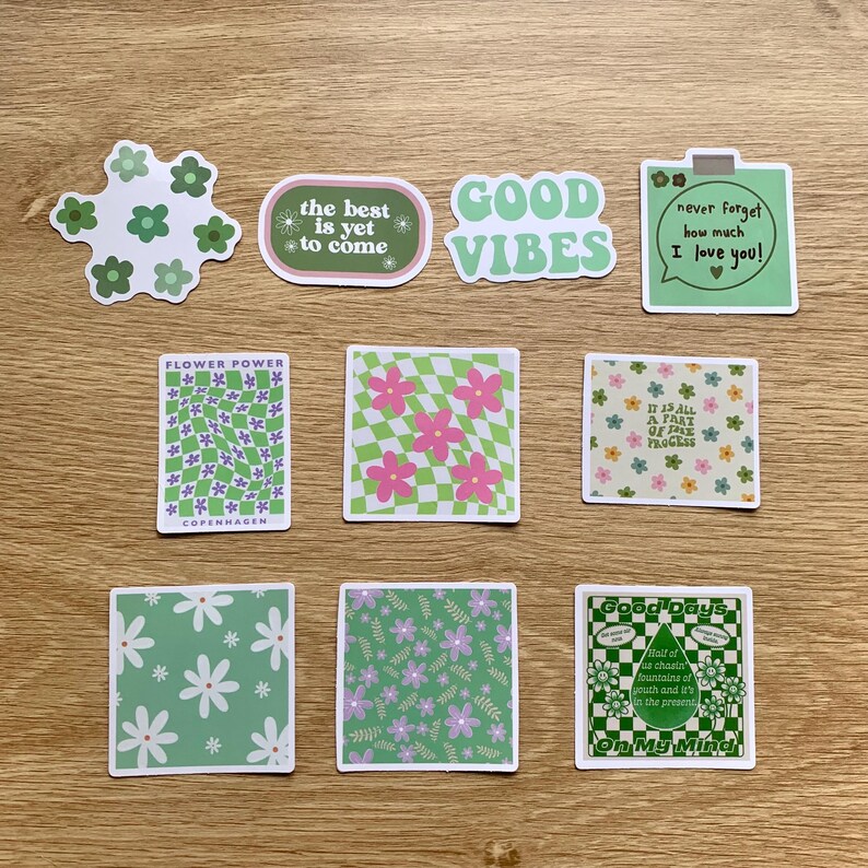 52 Pcs Baby Green Aesthetic Sticker Pack, Scrapbooking Kindle, Bullet ...