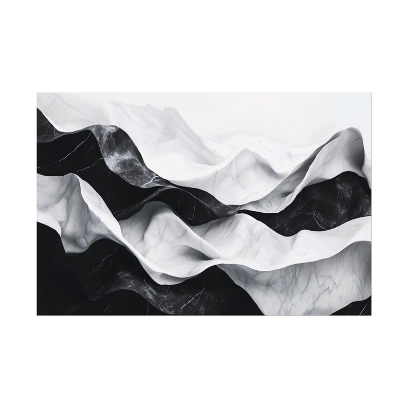 Black and White Marble Rolled Posters, Monochrome Sophisticated Art ...