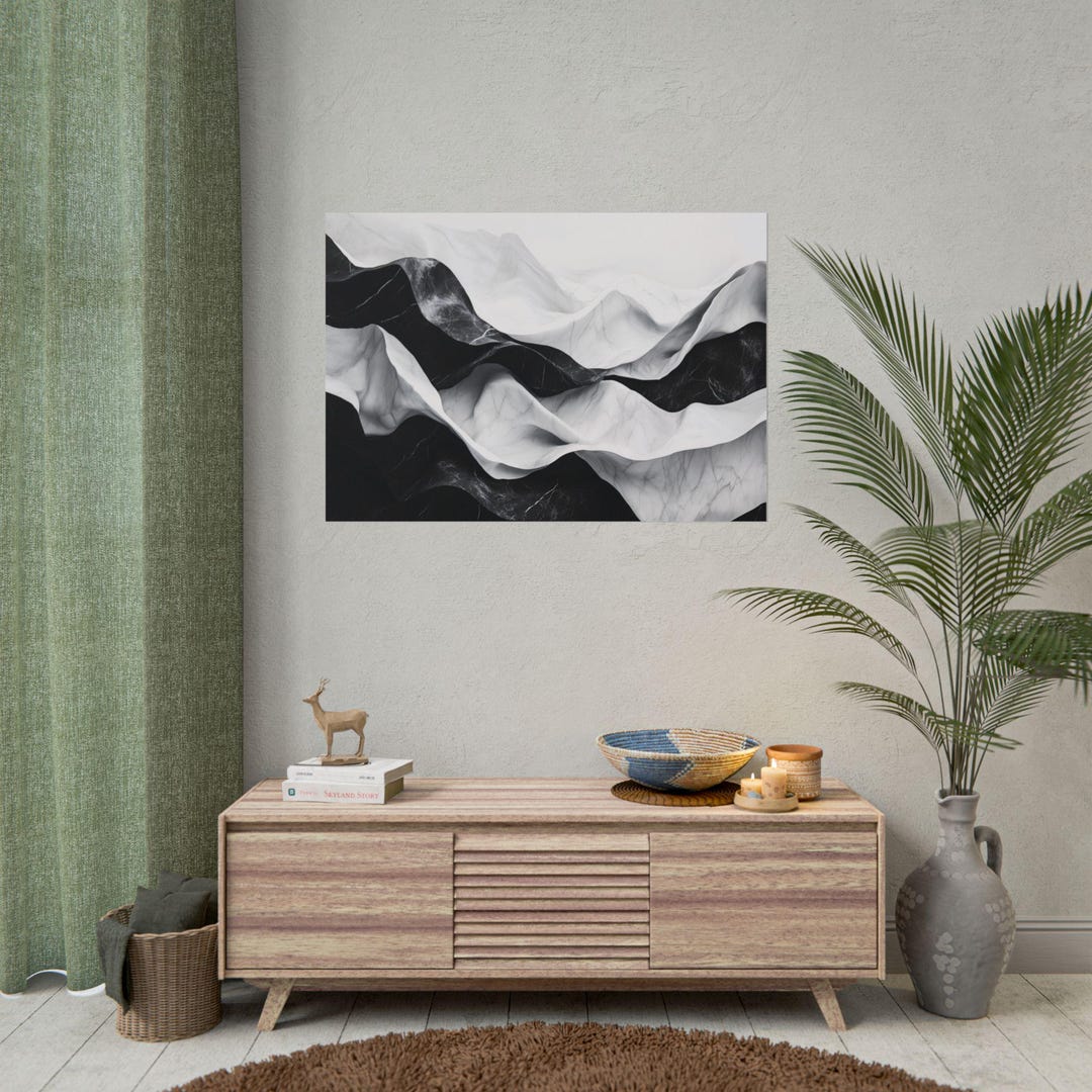 Black and White Marble Rolled Posters, Monochrome Sophisticated Art ...