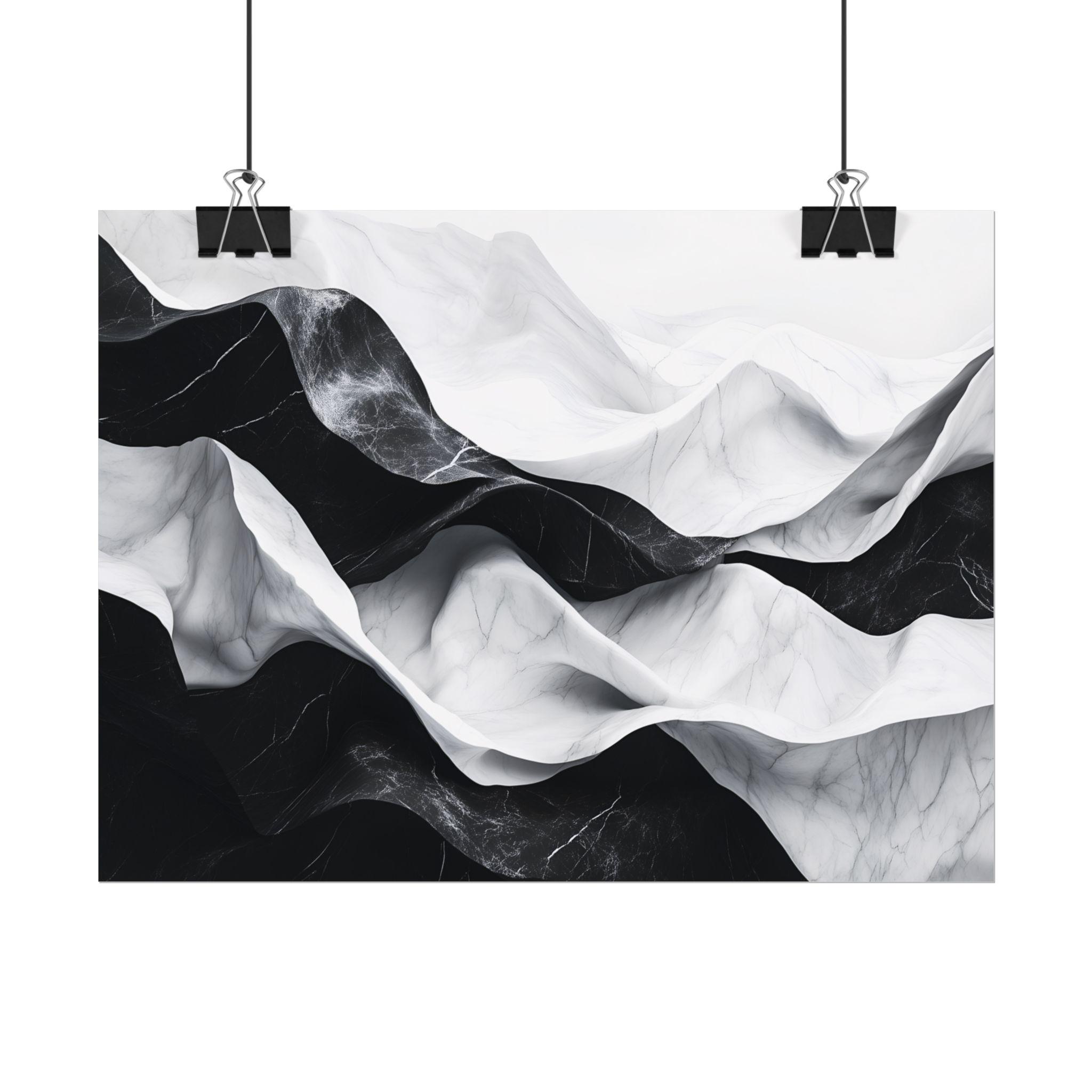 Black and White Marble Rolled Posters, Monochrome Sophisticated Art ...
