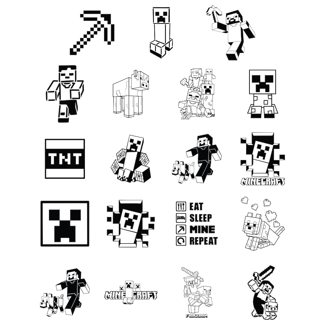 Minecraft SVG DFX Digital Bundle, Silhouette Cameo, Cricut and Laser ...
