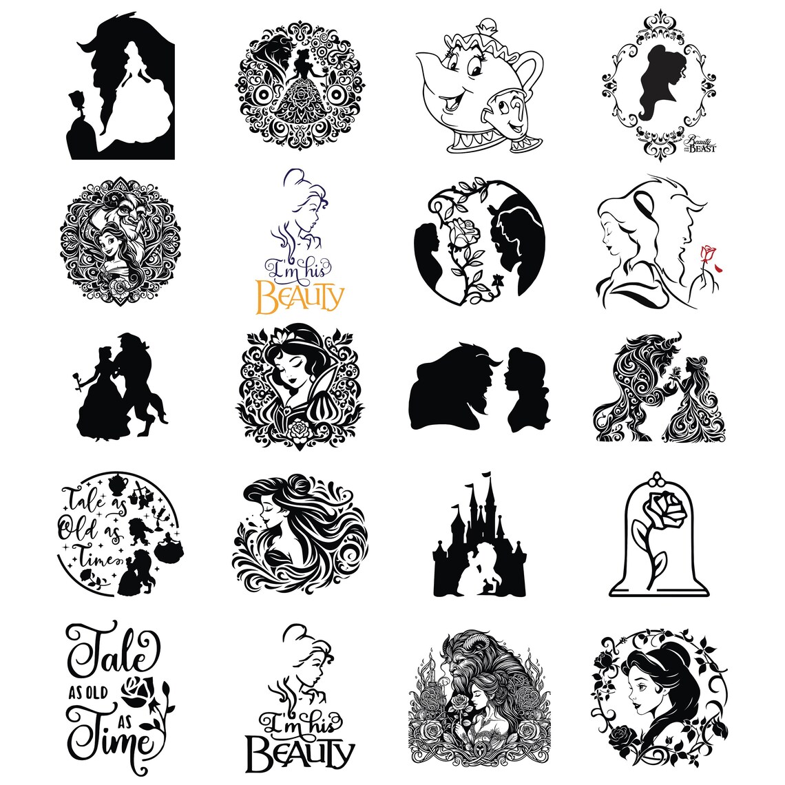 Beauty and the Beast Svg, Enchanted Rose Svg, Mandala Svg, Intricate ...