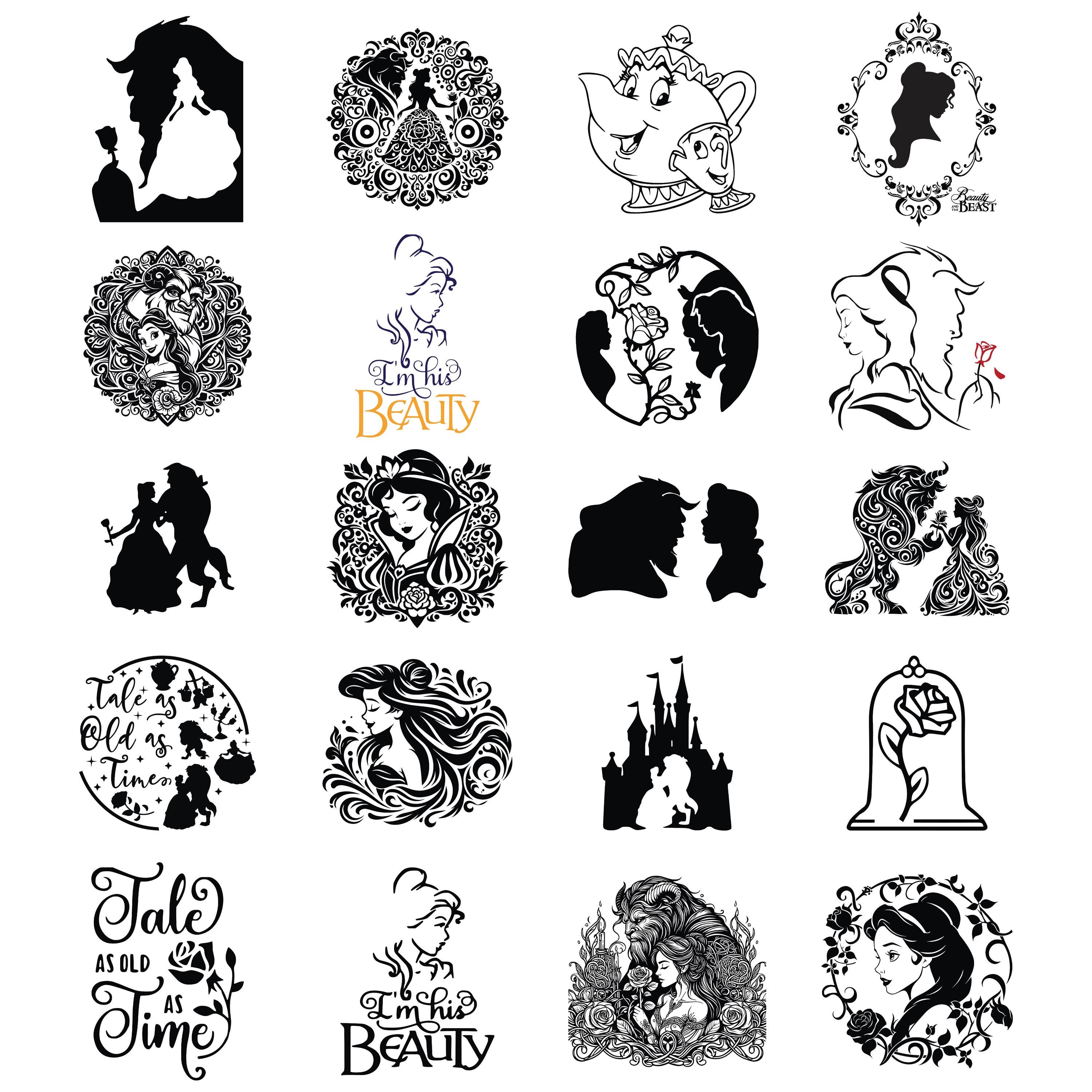 Beauty and the Beast Svg, Enchanted Rose Svg, Mandala Svg, Intricate ...