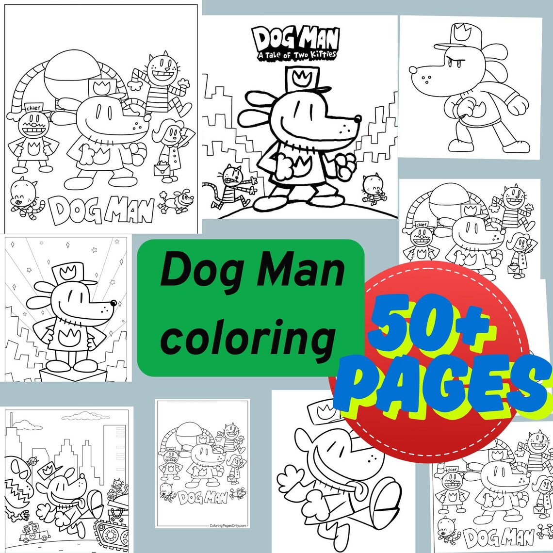 Dog Man Coloring Book Coloring Pages Coloring Book for Kids 20 Pages A4 ...