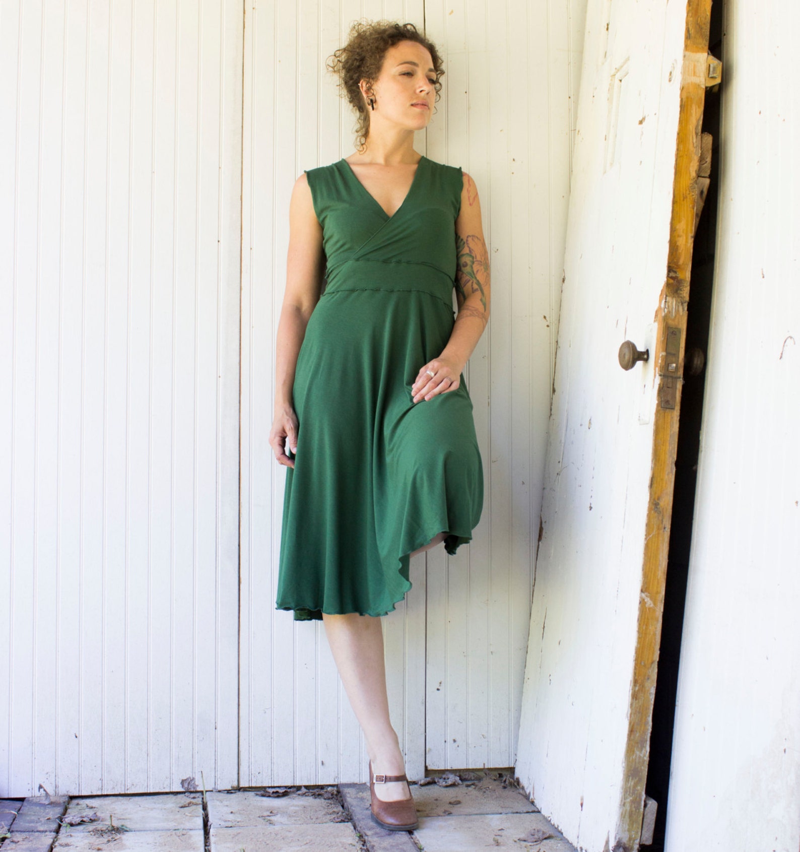 Fiona V-neck Dress Organic Fabric Made to Order Choose Your Color ...