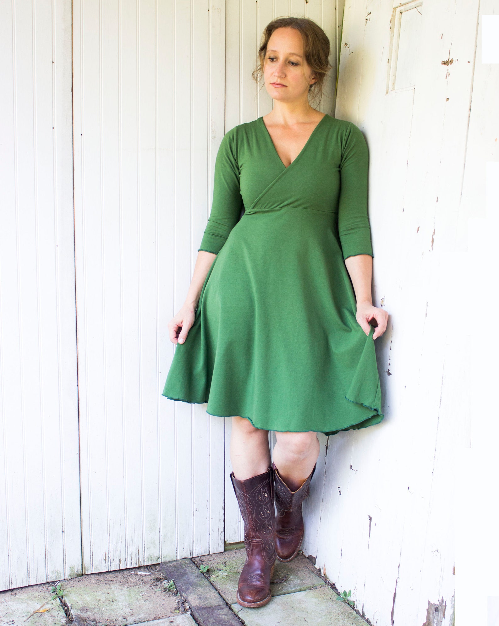 READY to SHIP ~ Sizes - XS - Xl - Organic 3/4 Sleeve V-neck Dress - 6 ...