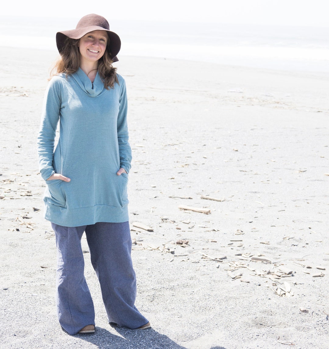 Hemp Seaside Passport Pocket Tunic - Cowl Neck Tunic Dress - 1/2 ...