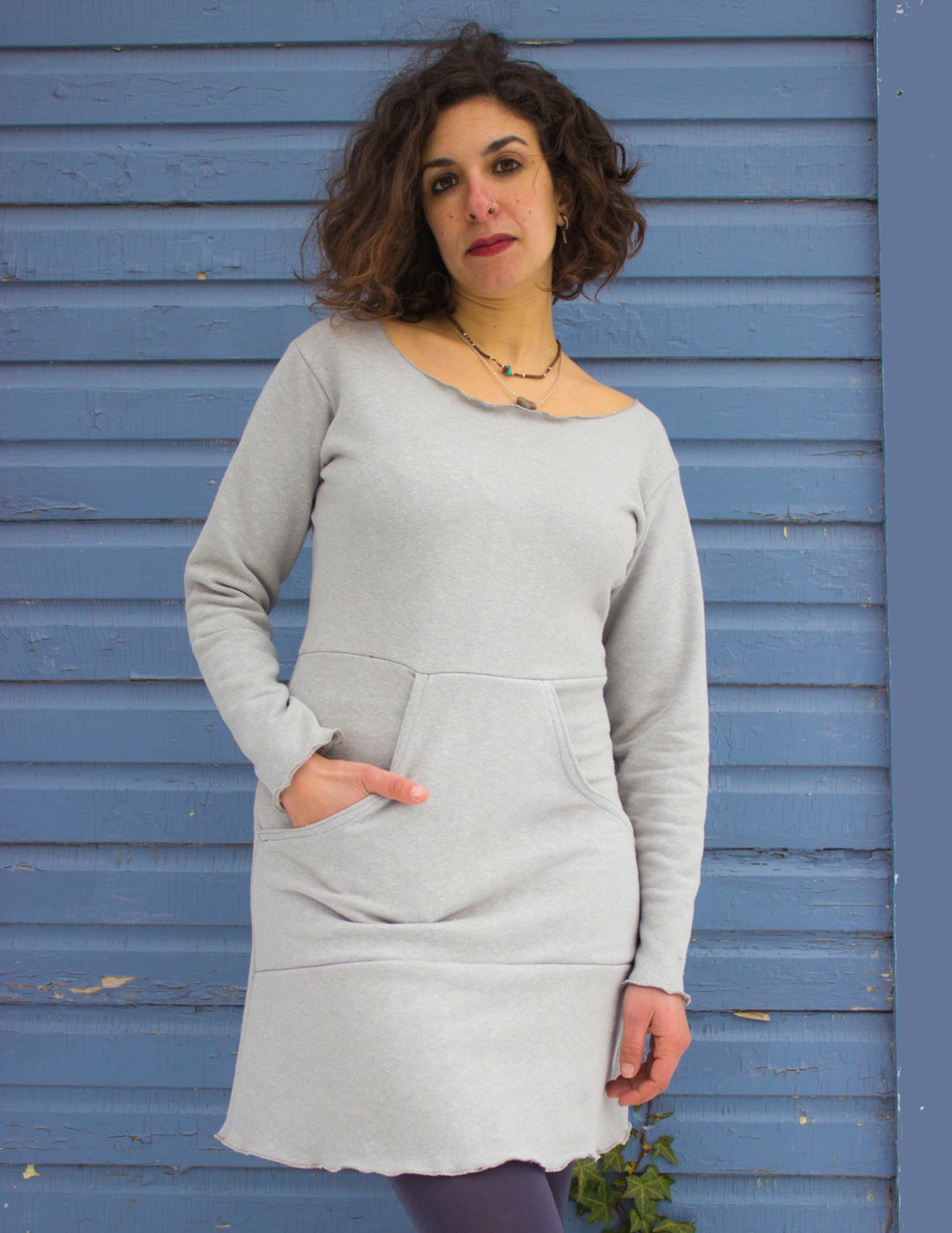 Hemp Fleece Kangaroo Pocket Tunic Dress - Hemp and Organic Cotton ...