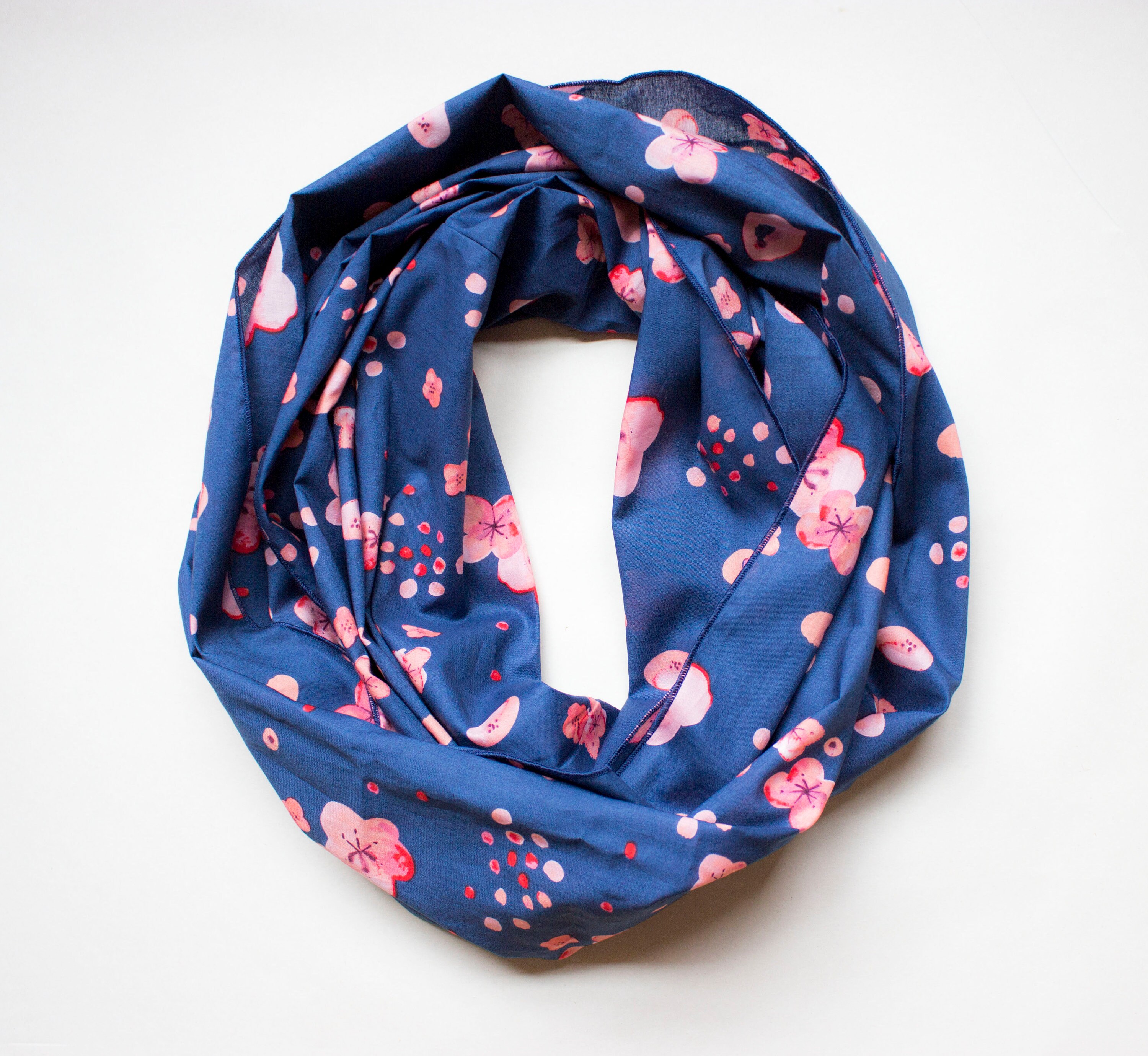 Cherry Blossom Organic Cotton Infinity Scarf Great Gift | Etsy