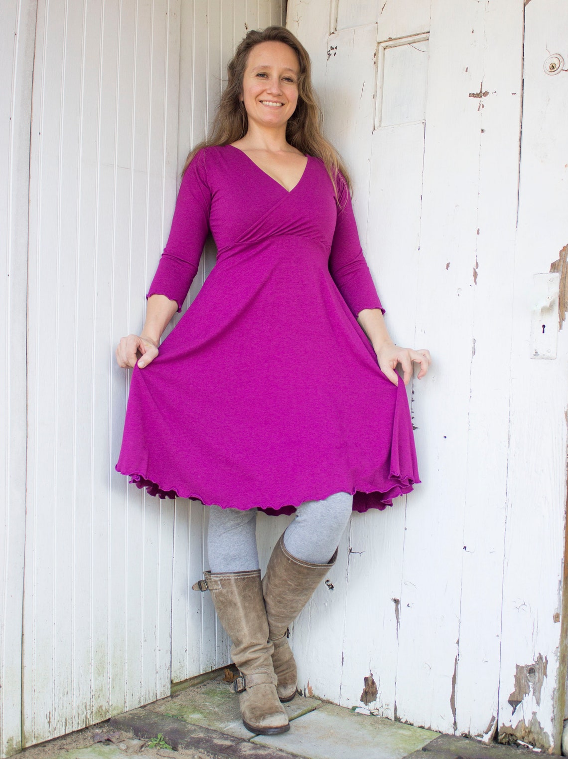 READY to SHIP ~ Sizes - XS - Xl - Organic 3/4 Sleeve V-neck Dress - 6 ...