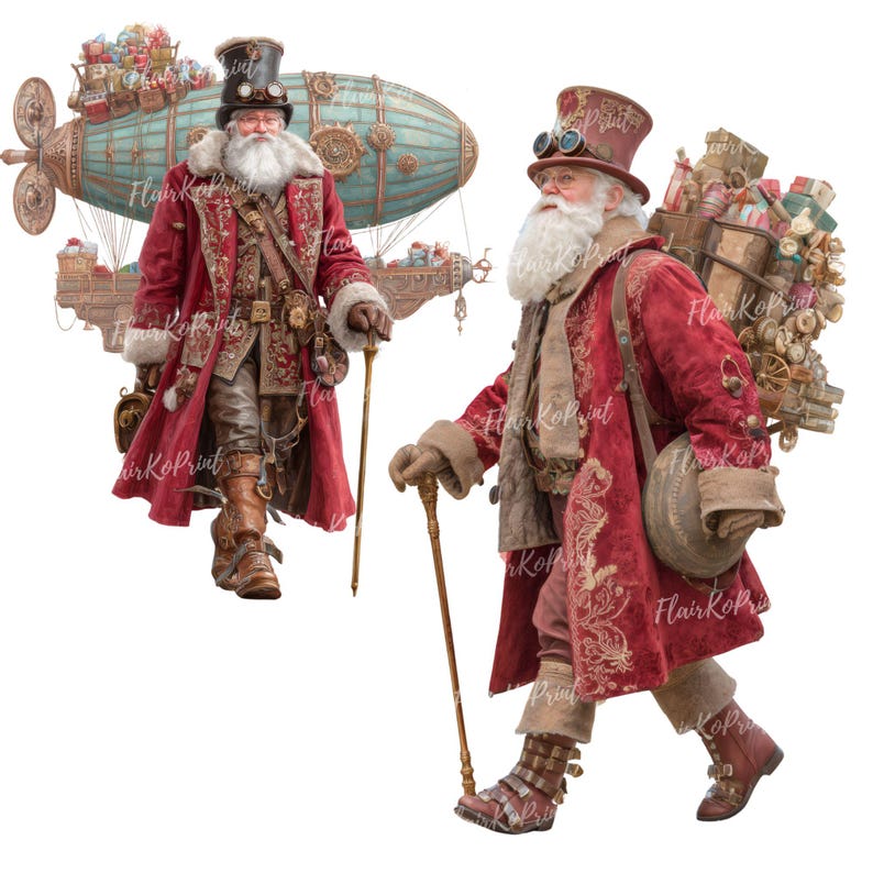 Steampunk Santa Clipart Bundle: 30 PNG Christmas Art, Commercial Use - Etsy