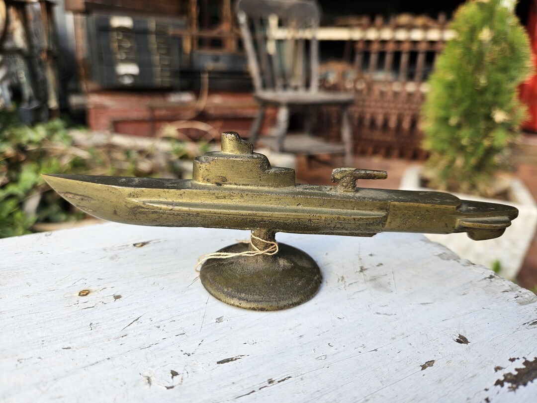 Original Vintage WWII Solid Brass Submarine Table Desk Paperweight ...