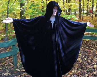 Blue Velvet Cape, Elven ,wizard or Witch, Medieval Fantasy Cloak With ...